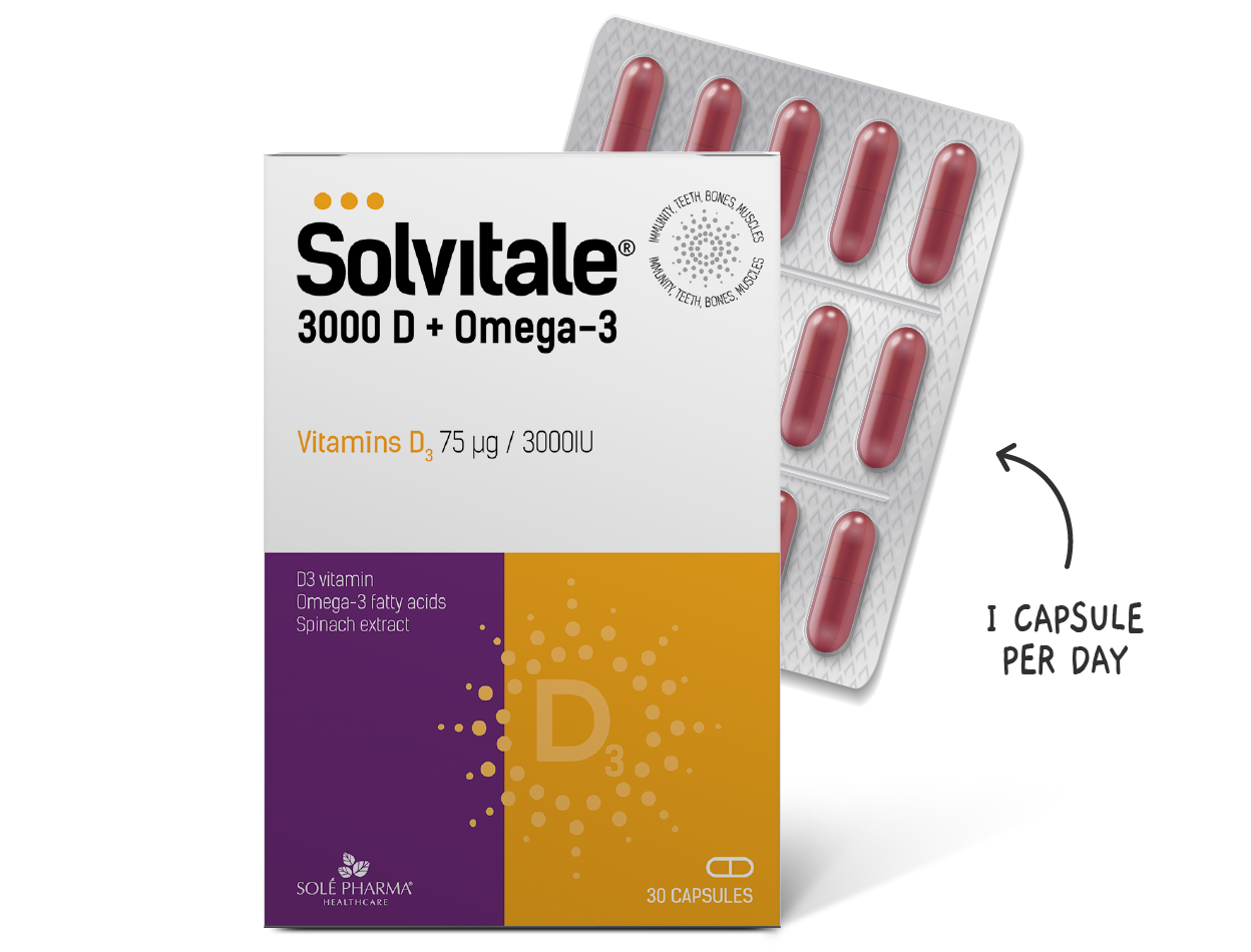 Solvitale 3000D + Omega3 the best absorption, high dose D3